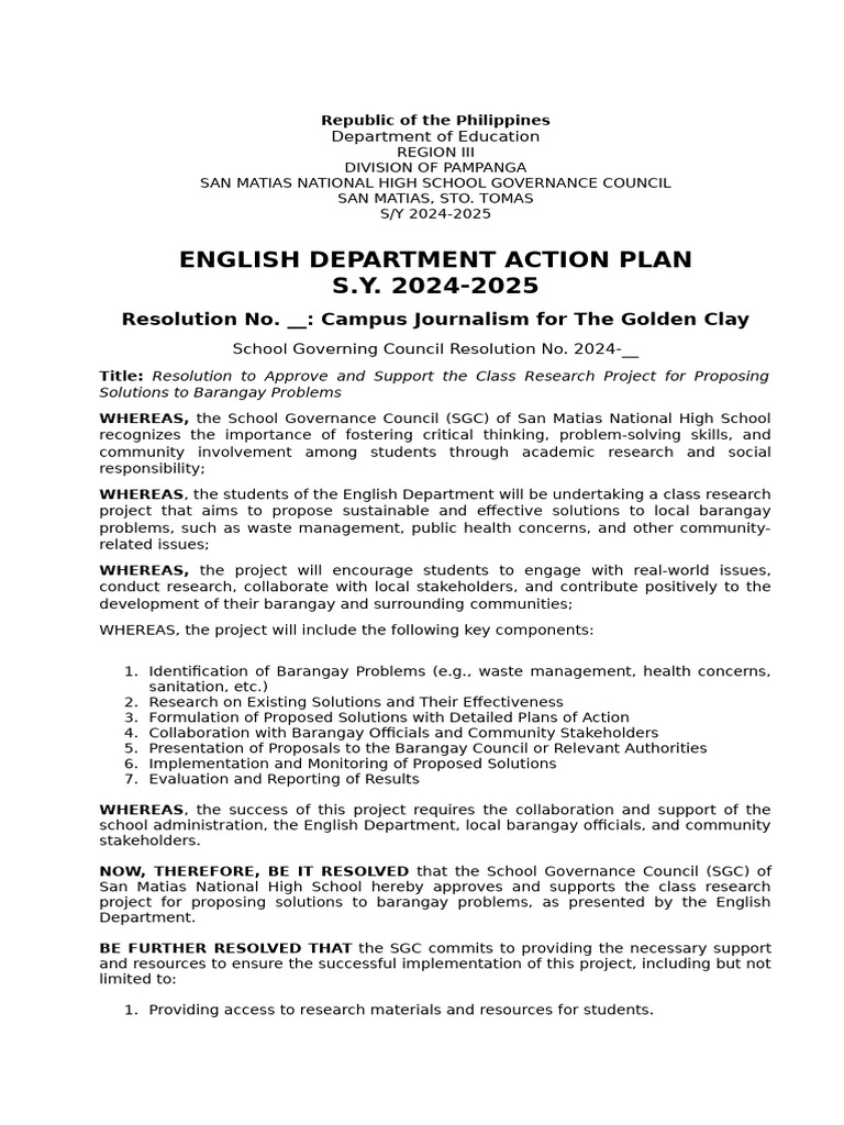 SGC Resolution - Research Project | PDF