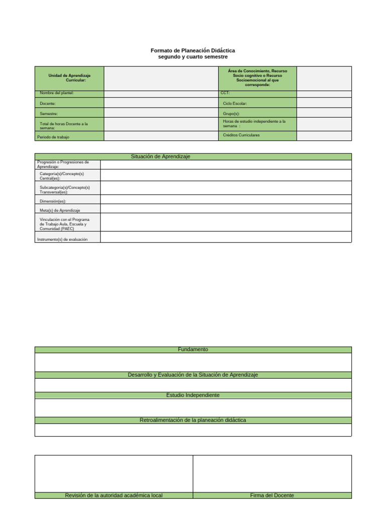 FORMATO-MACHOTE de Planeación Didáctica 2025 | PDF
