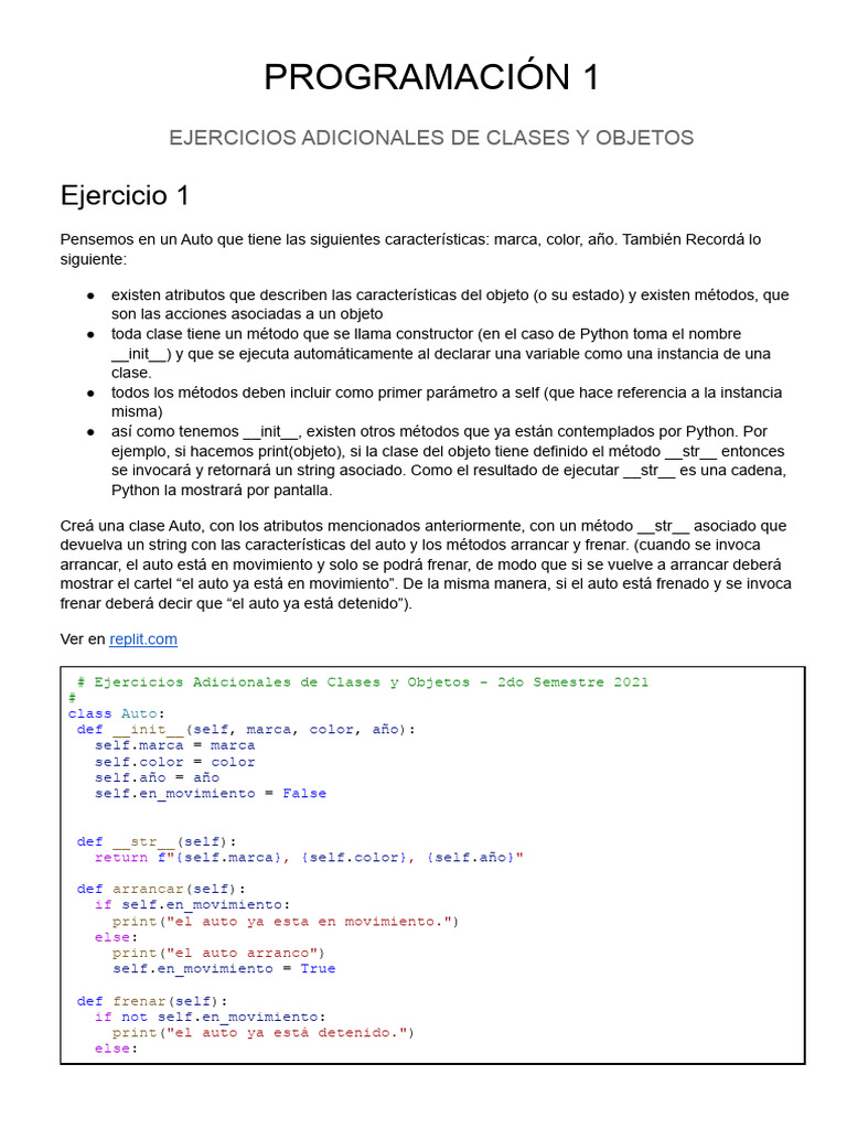 Ejercicios Hechos | PDF | Objeto (informática) | Python (lenguaje de programación)
