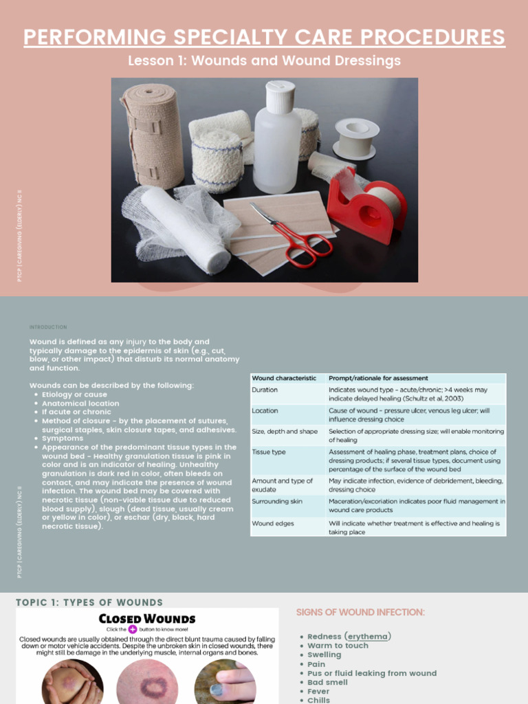 Performing Specialty Care Procedures | PDF | Wound | Wound Healing