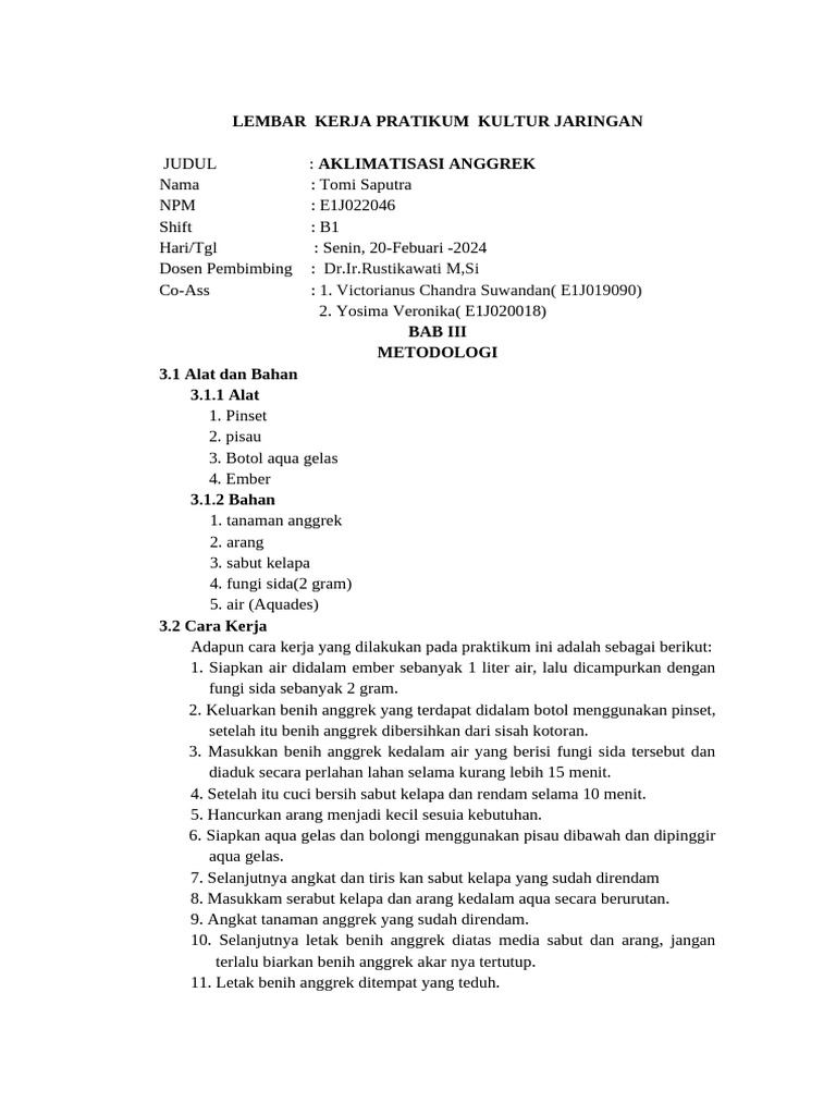 Laporan Kuljar - 2 - TOMI. | PDF