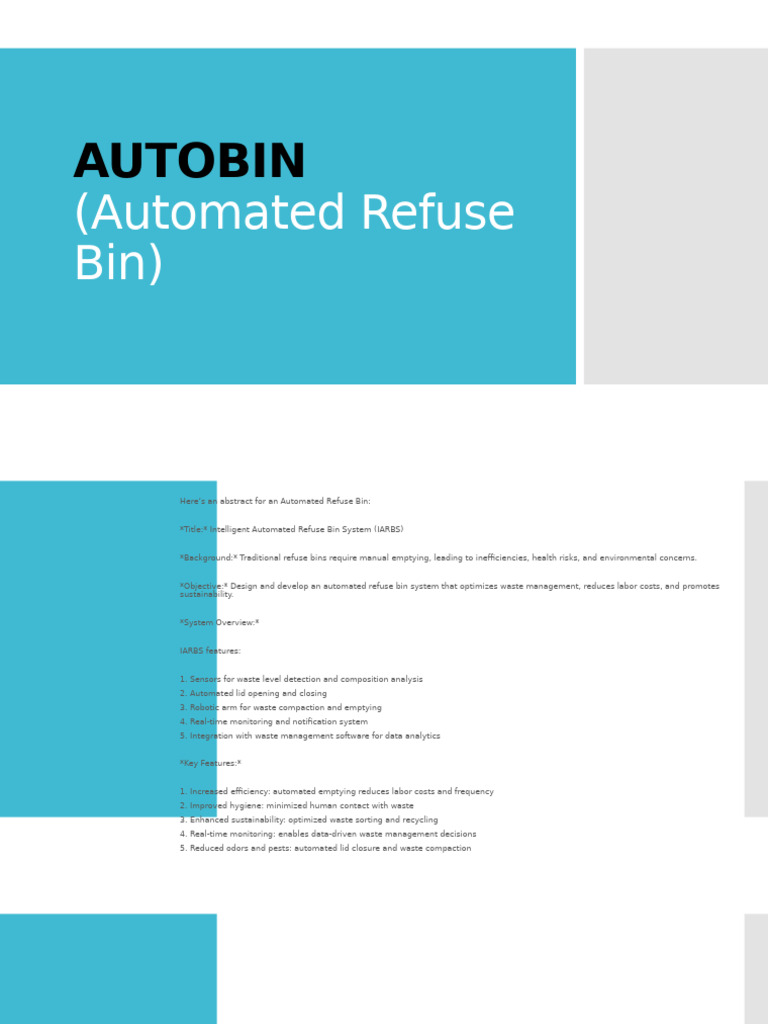 Autobin: (Automated Refuse Bin) | PDF