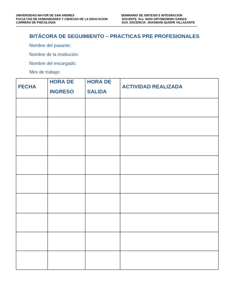 Formato BITACORAS | PDF