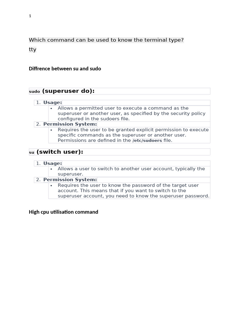 UNIX Command Usage and Troubleshooting Guide | PDF | Sudo | Superuser