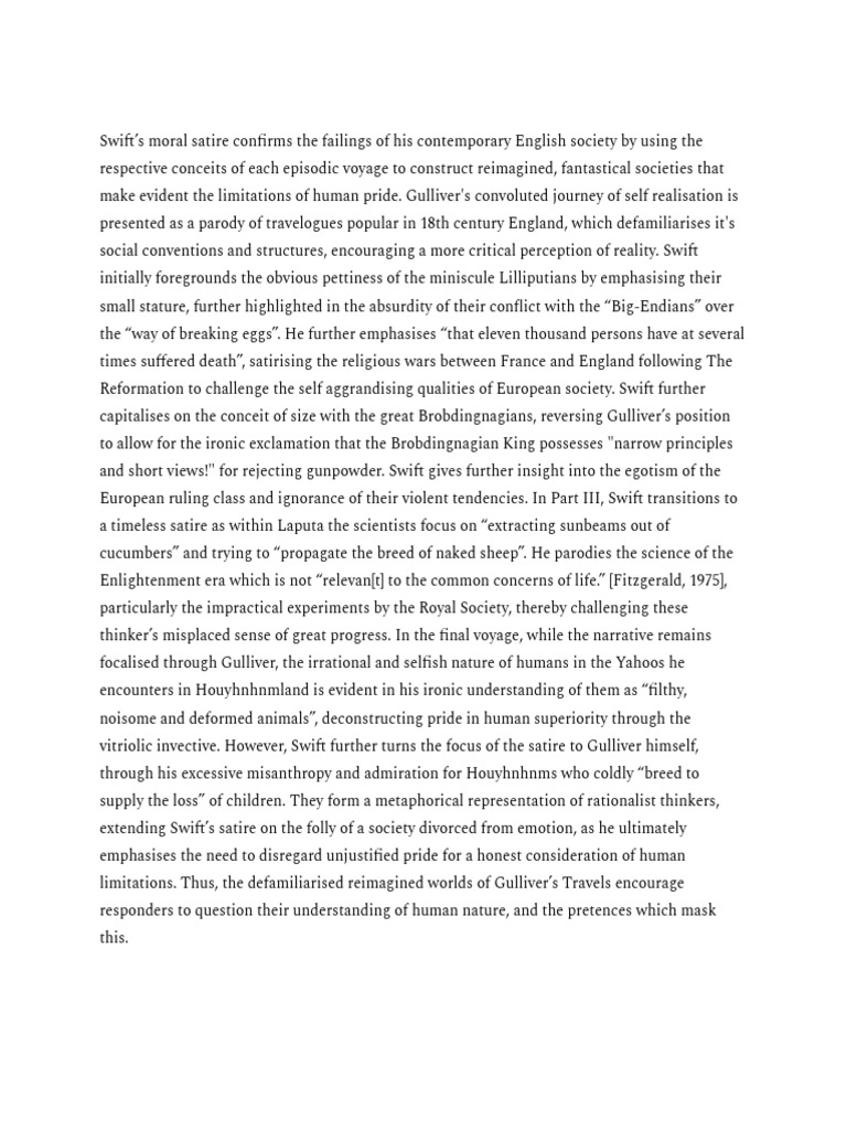 Satirical Insights in Gulliver's Travels | PDF | Gulliver's Travels