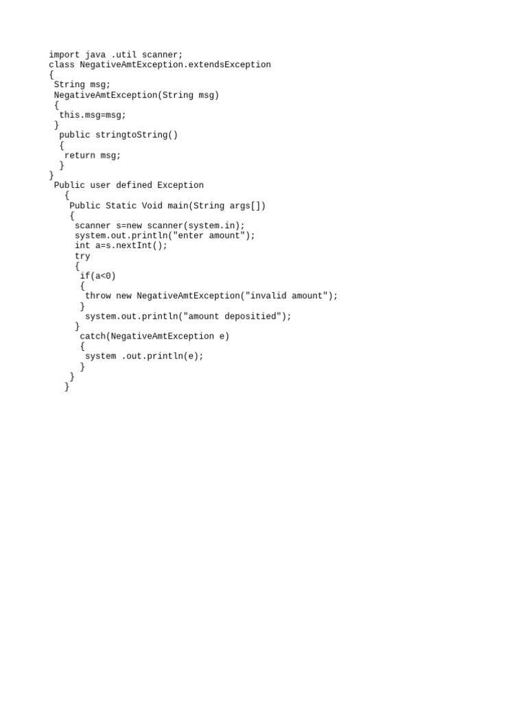 User Defined Exception.java c | PDF User Defined Exception.java c | PDF
