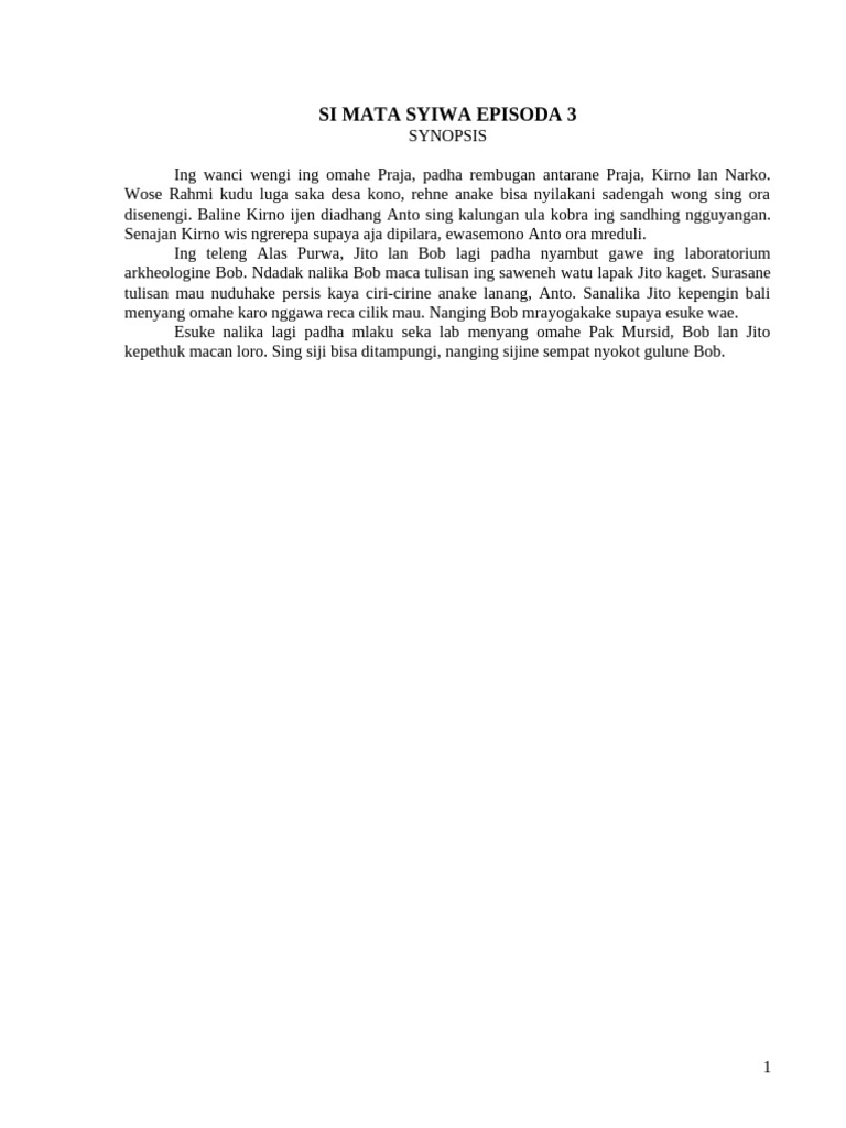 Si Mata Syiwa Episoda 3 | PDF