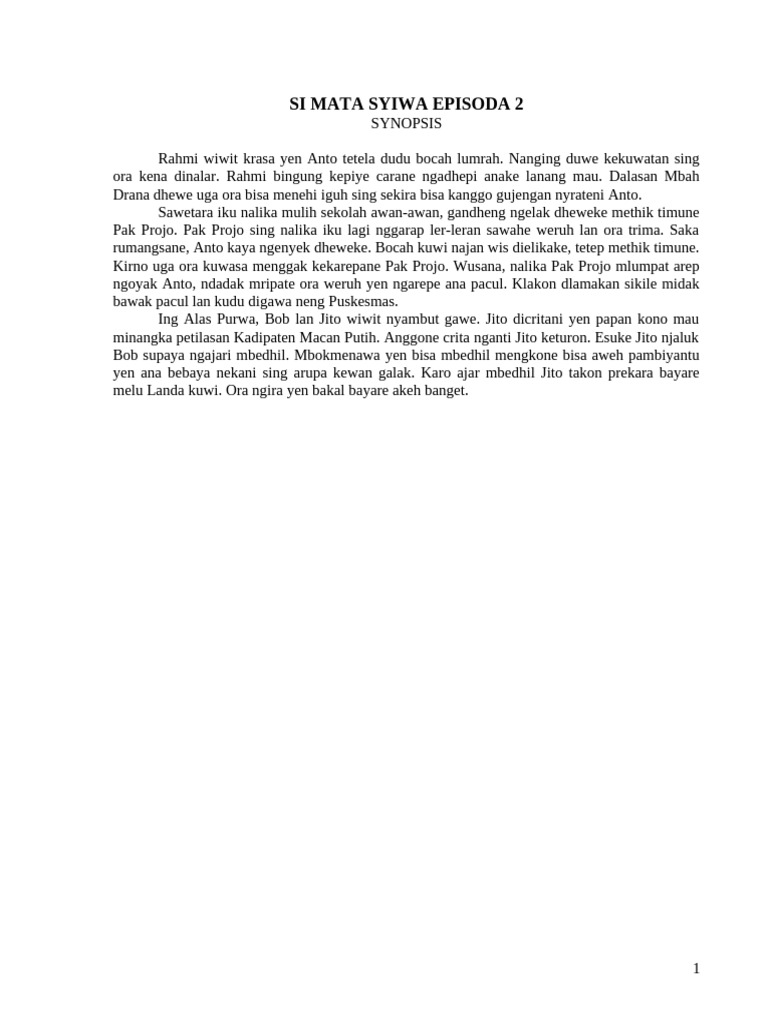 Si Mata Syiwa Episoda 2 | PDF
