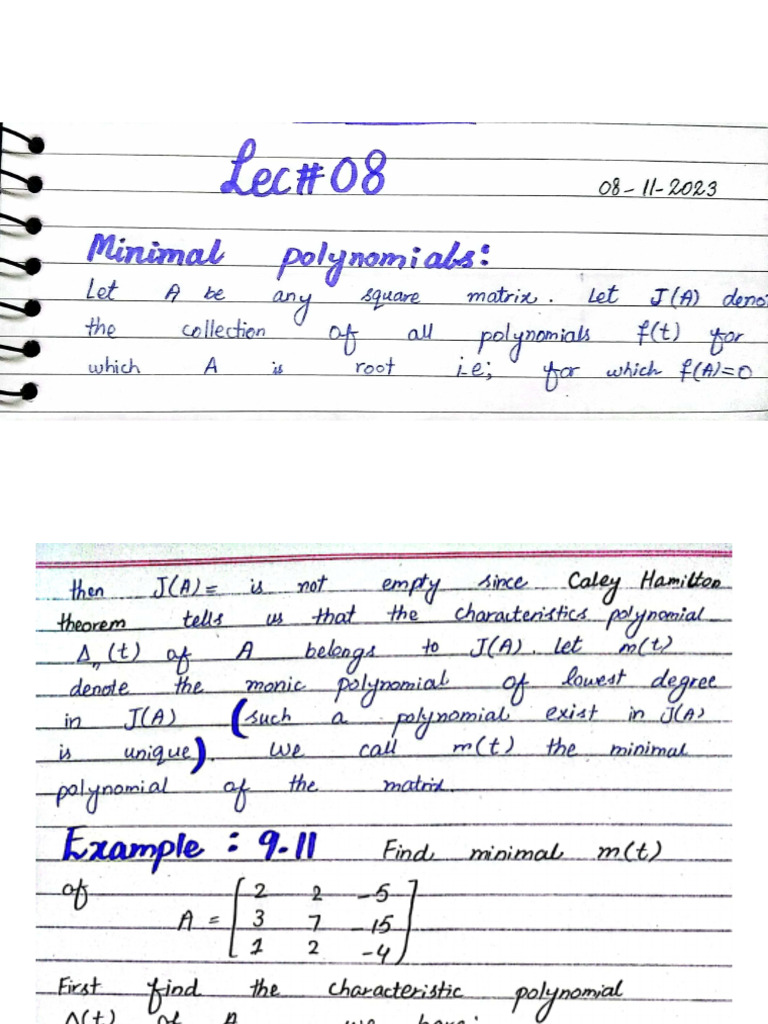 Linear Algebra (Lec 08,09,10) | PDF