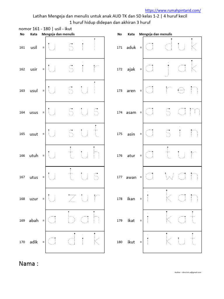 Latihan Ejaan Anak TK-SD | PDF