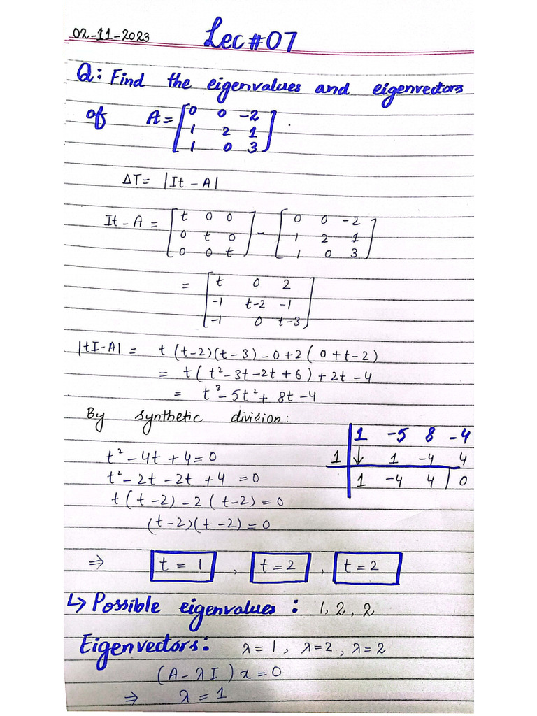 Linear Algebra (Lec 07) | PDF
