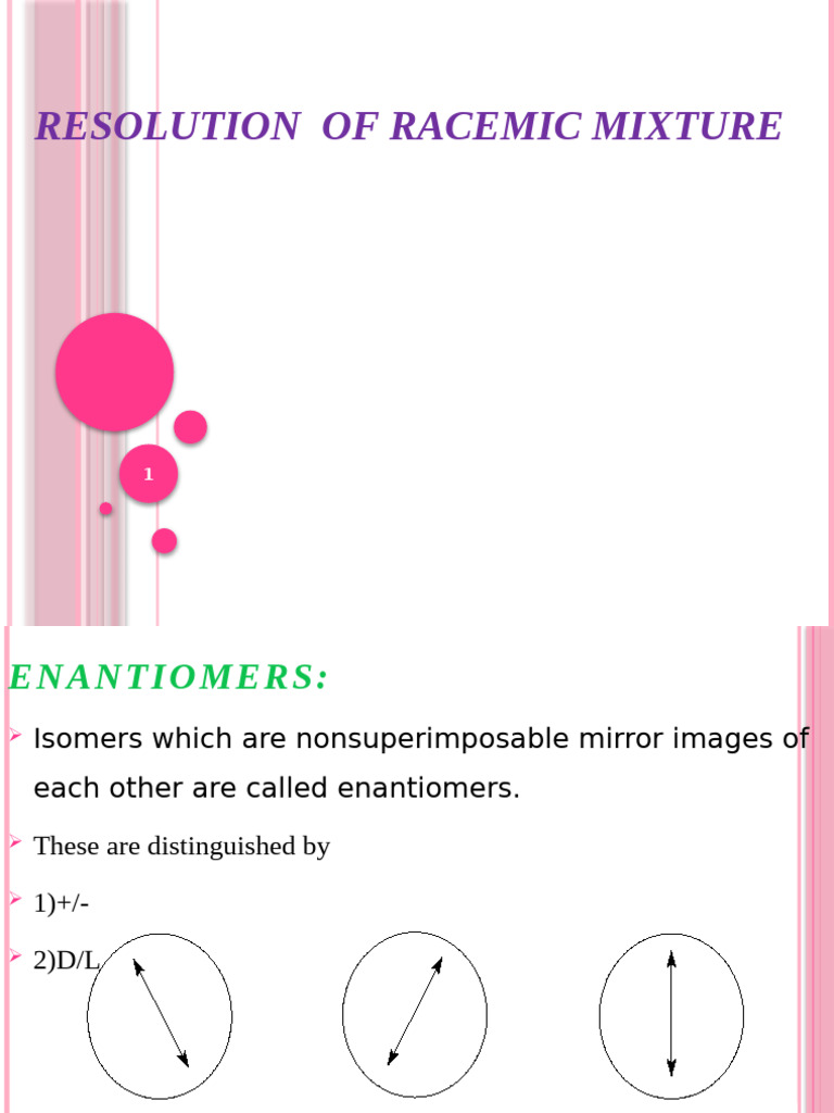 Resolution of Racemic Mixture | PDF | Organic Chemistry | Chemistry