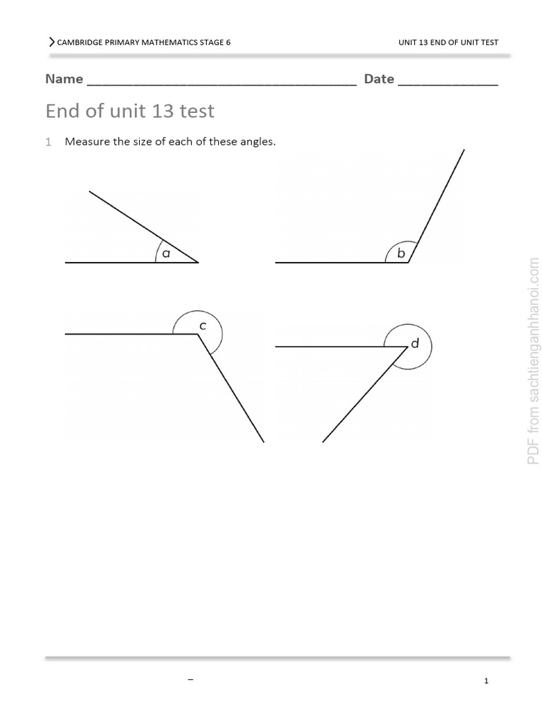 Cambridge Primary Math Stage 6 Test | PDF