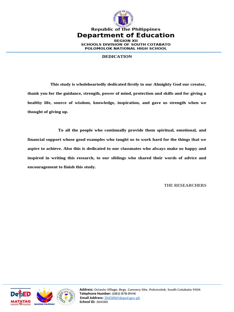 Dedication Page for Research Study | PDF