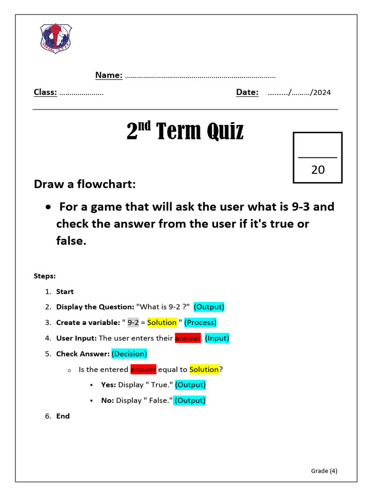 Grade 4 - Quiz - 2nd Term | PDF