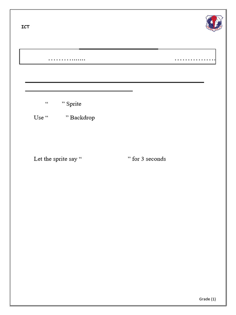 Grade 1 Scratch Lesson 2 | PDF