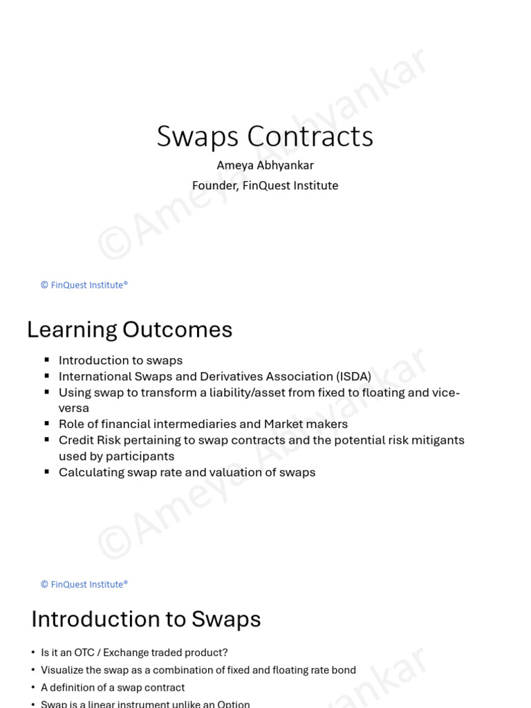 Module 4 - Swaps | PDF | Swap (Finance) | Interest Rate Swap