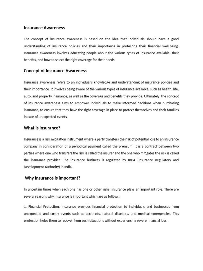 Insurance Awareness | PDF