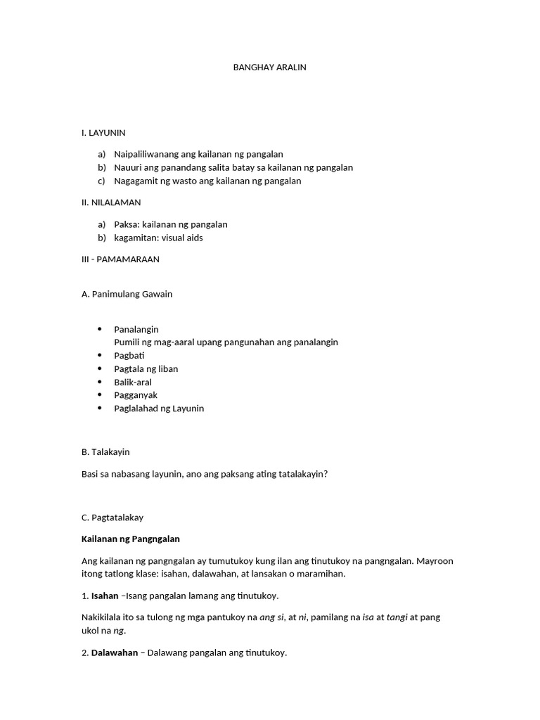 Banghay Aralin | PDF