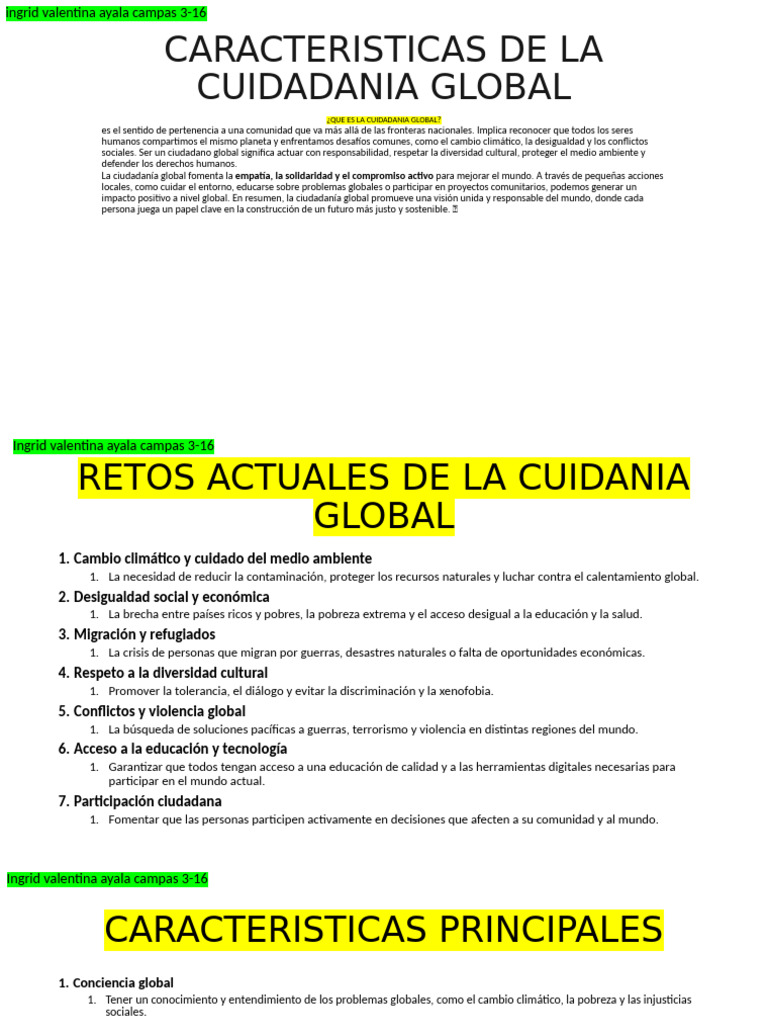 Características de la Ciudadanía Global | PDF | Desigualdad social ...