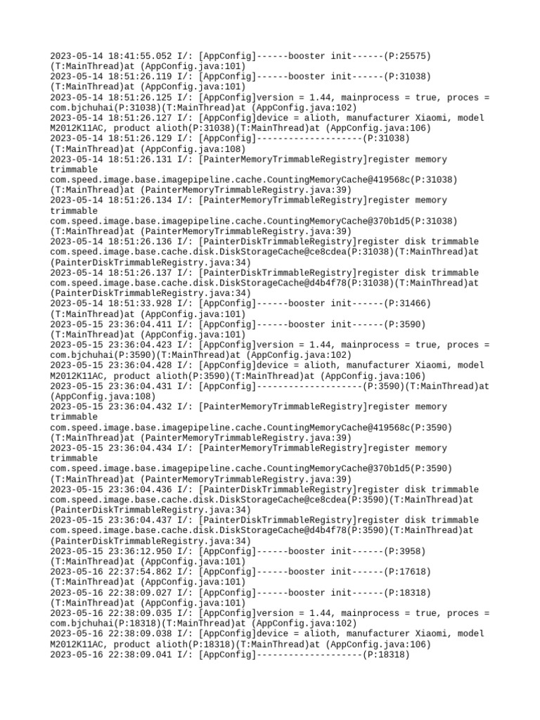 AppConfig Booster Initialization Logs | PDF | Xiaomi