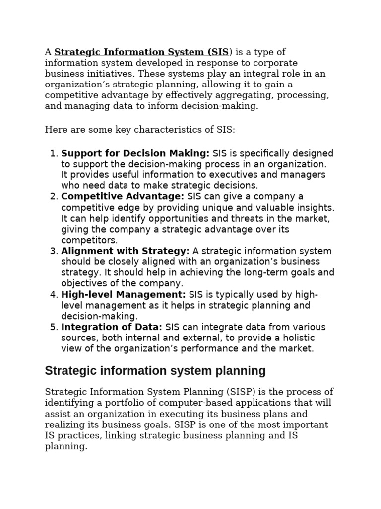A Strategic Information System | PDF | Supply Chain Management ...