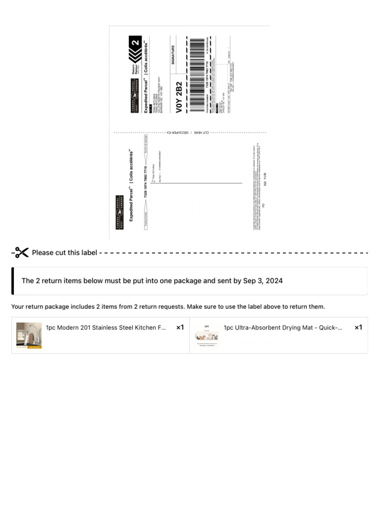 Return Instructions for Kitchen Items | PDF