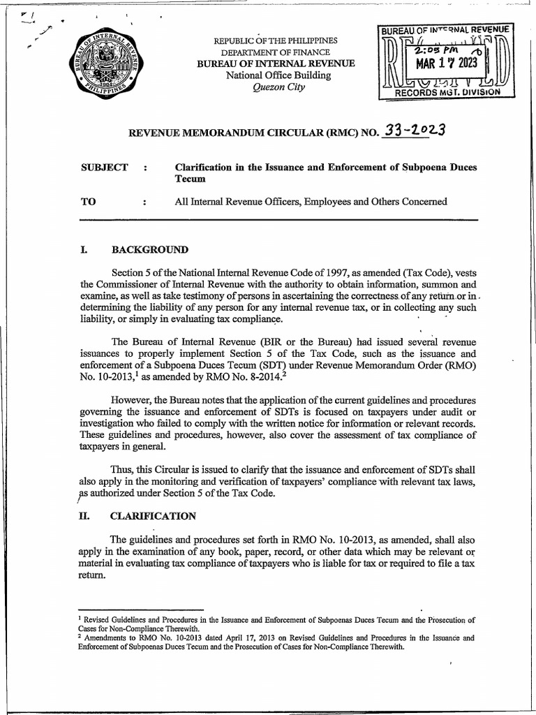 RMC No. 33-2023 SDT | PDF