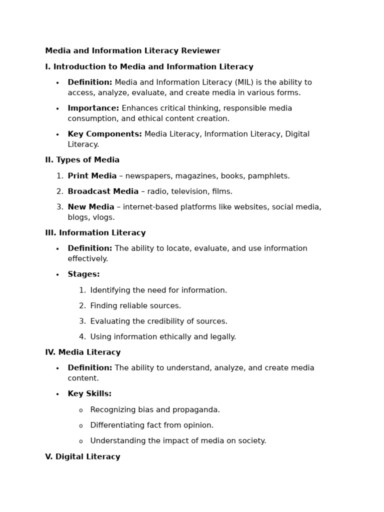 Media and Information Literacy Reviewer | PDF | Information Literacy ...