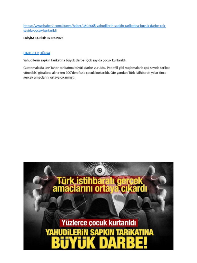 Siyonizm Teşkilatı Maddeleri Haber | PDF