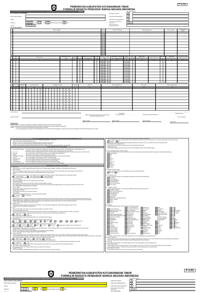 Formulir-Biodata-Wni-Per-Keluarga-F1-01-Terbaru - Kotim Print Oke | PDF