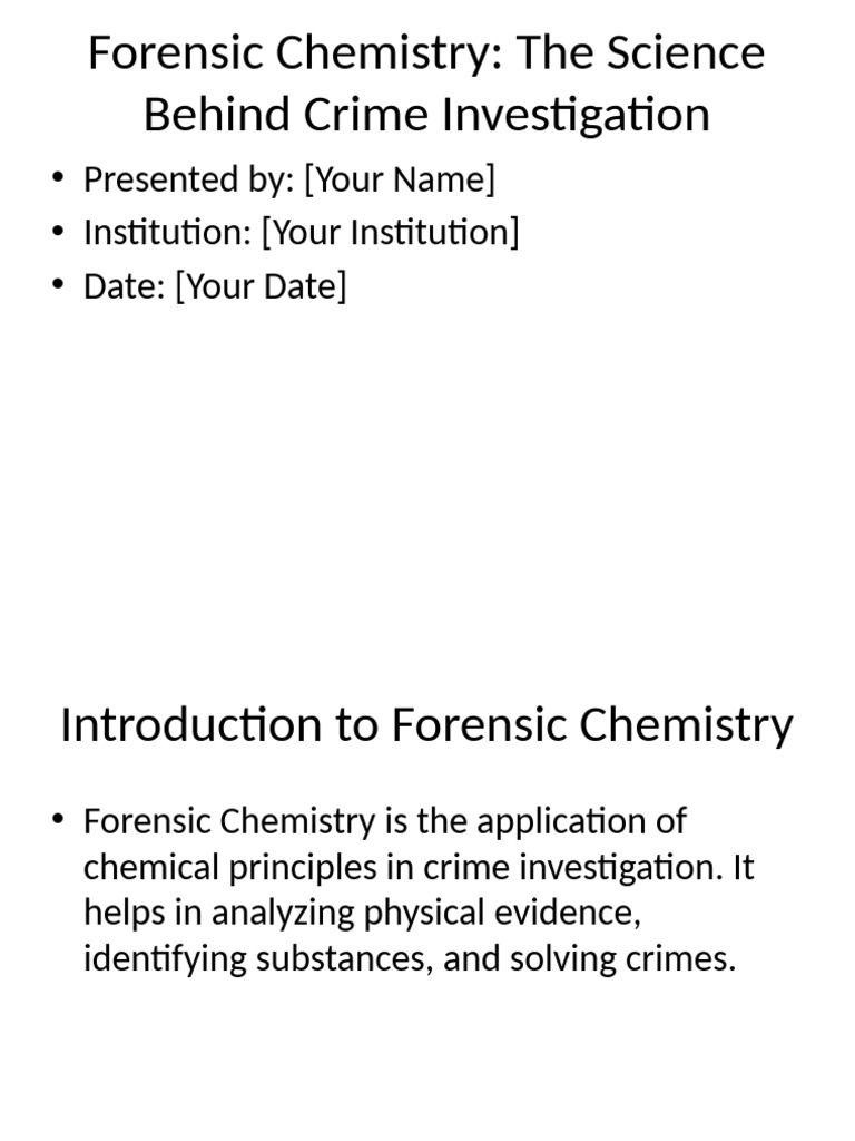 Forensic Chemistry Detailed Presentation | PDF | Forensic Science ...