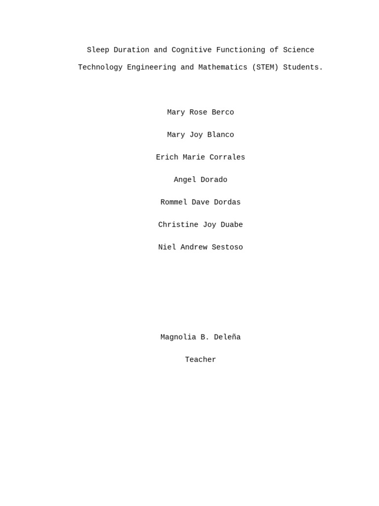 CHAPTER 1 GROUP 4 | PDF | Sleep | Cognition