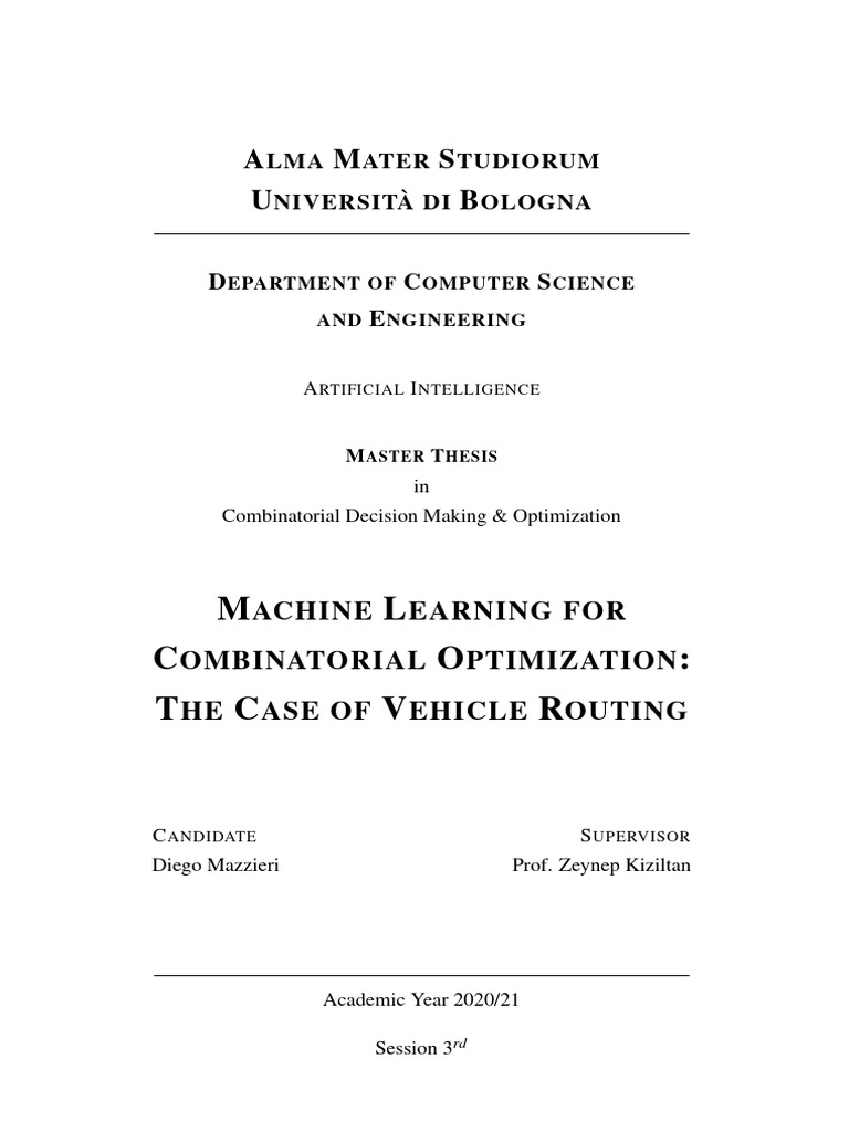 Machine Learning for Combinatorial Optimization the Case of Vehicle Routing | PDF | Linear ...