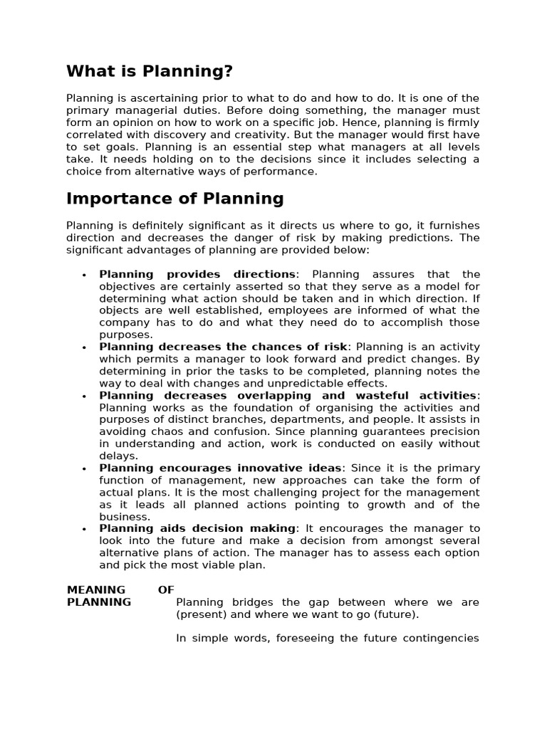 Unit 2 PLANNING POM 2023 | PDF | Risk | Marketing
