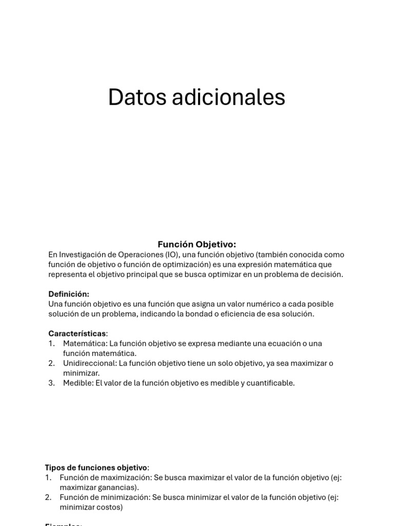 Funciones y Variables en Optimización IO | PDF | Optimización Matemática | Función (Matemáticas)