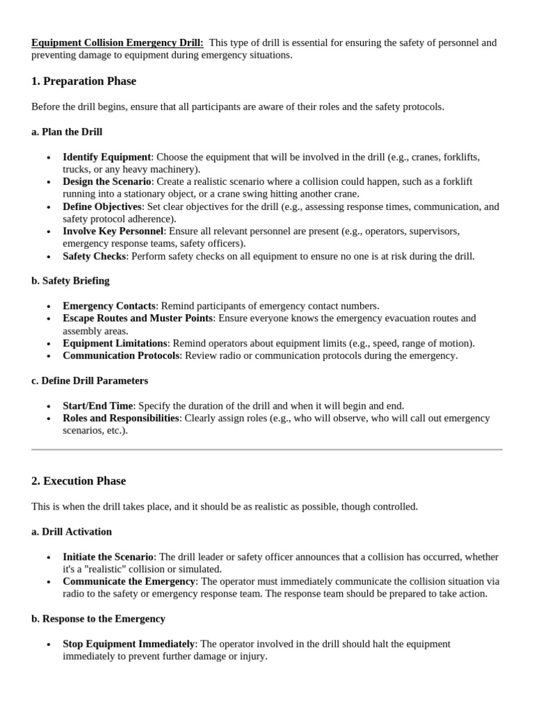 Equipment Collision Emergency Drill | PDF | Emergency | First Aid