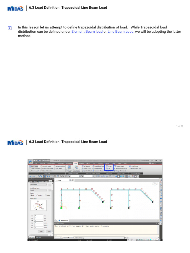 6.3 Load Definition_ Trapezoidal Line Beam Load | PDF | Beam (Structure)