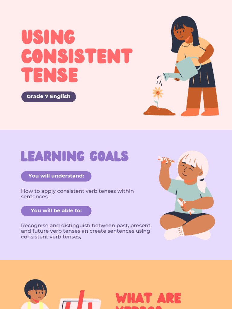 Using Consistent Tense Education Presentation in Bright Colourful ...