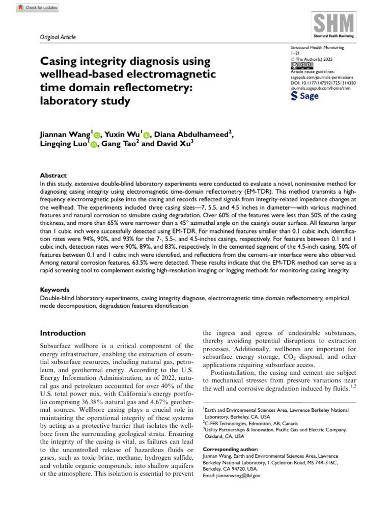 Wang Et Al 2025 Casing Integrity Diagnosis Using Wellhead Based ...