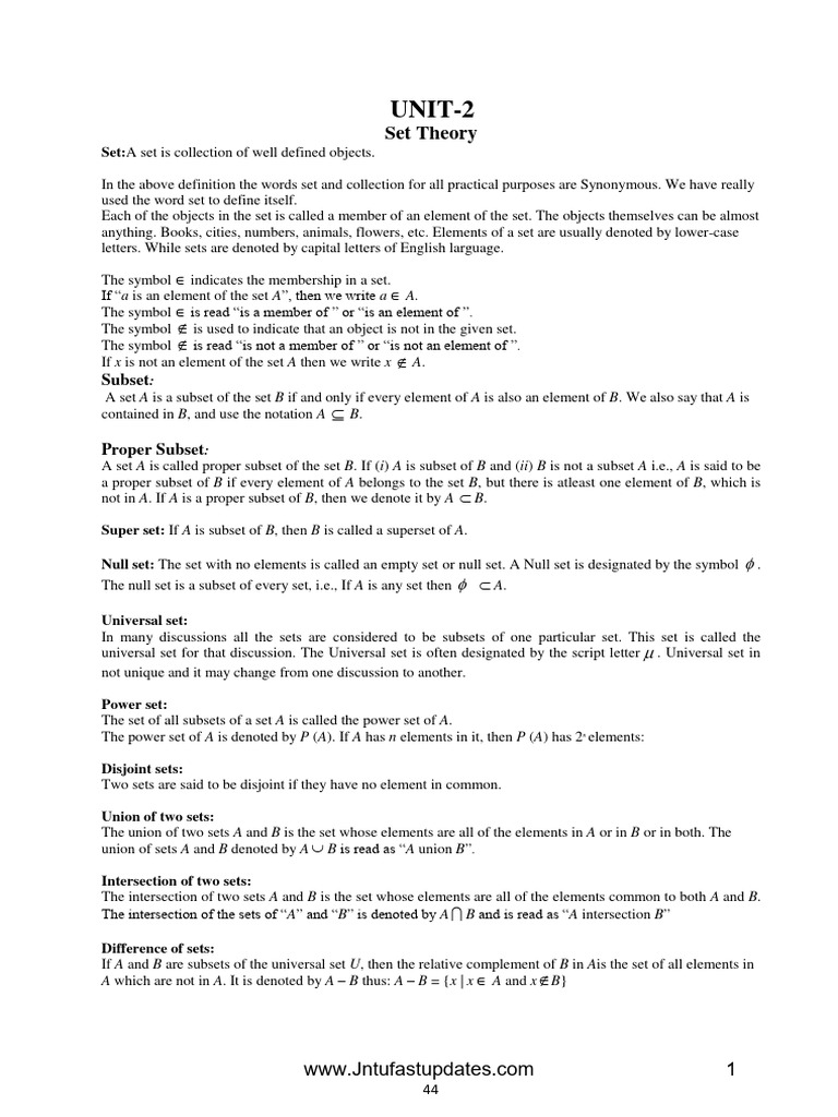 R19 MFCS - UNIT-2 | PDF | Set (Mathematics) | Mathematical Concepts