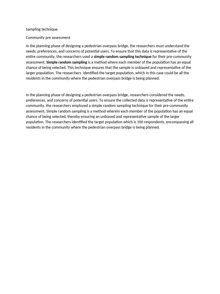 Simple Random Sampling Technique Simple Random Sampling | PDF