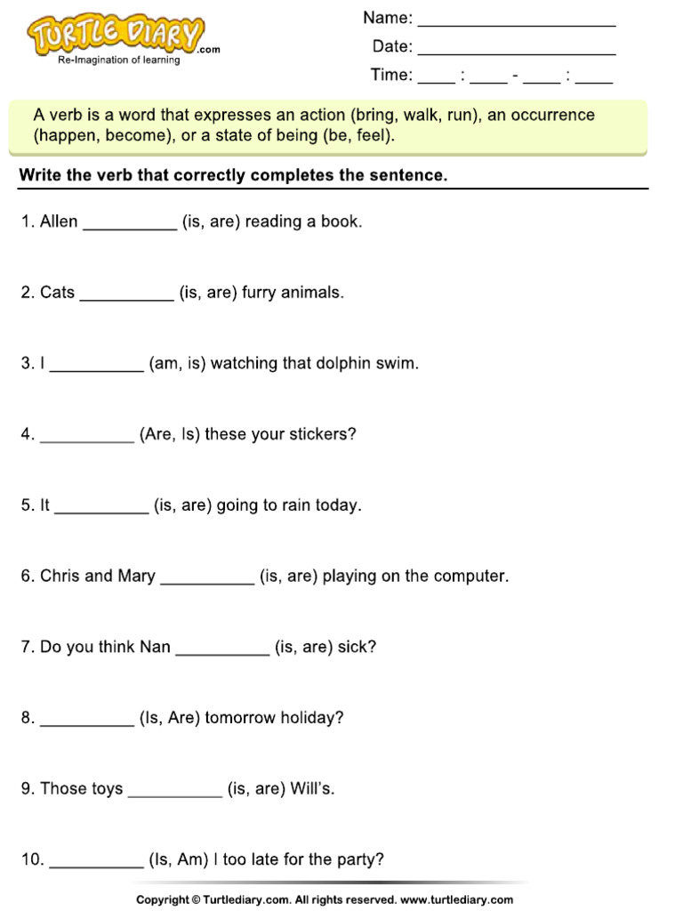 Write Verbs To Complete Each Sentence | PDF
