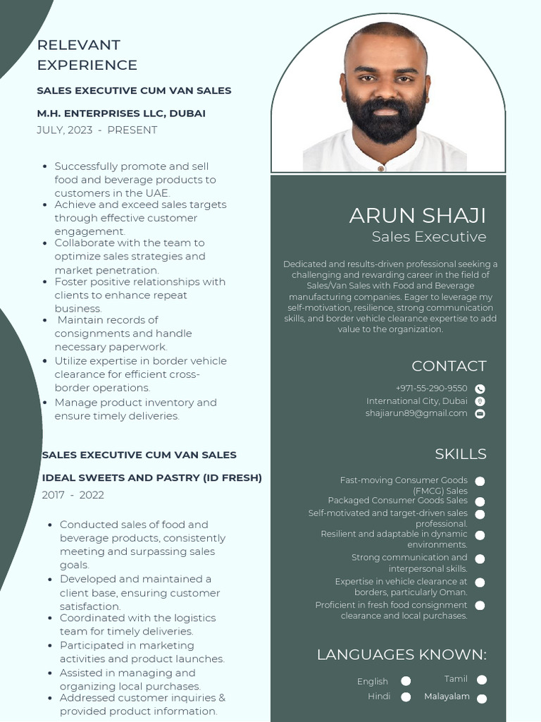 Arun Shaji - Resume (2023 Updated) | PDF | Sales | Business