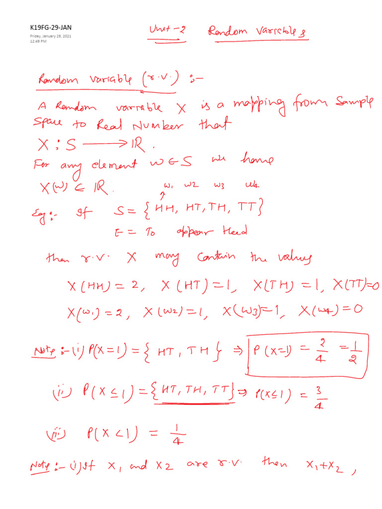 Unit1 1 Merged | PDF | Probability Density Function | Random Variable
