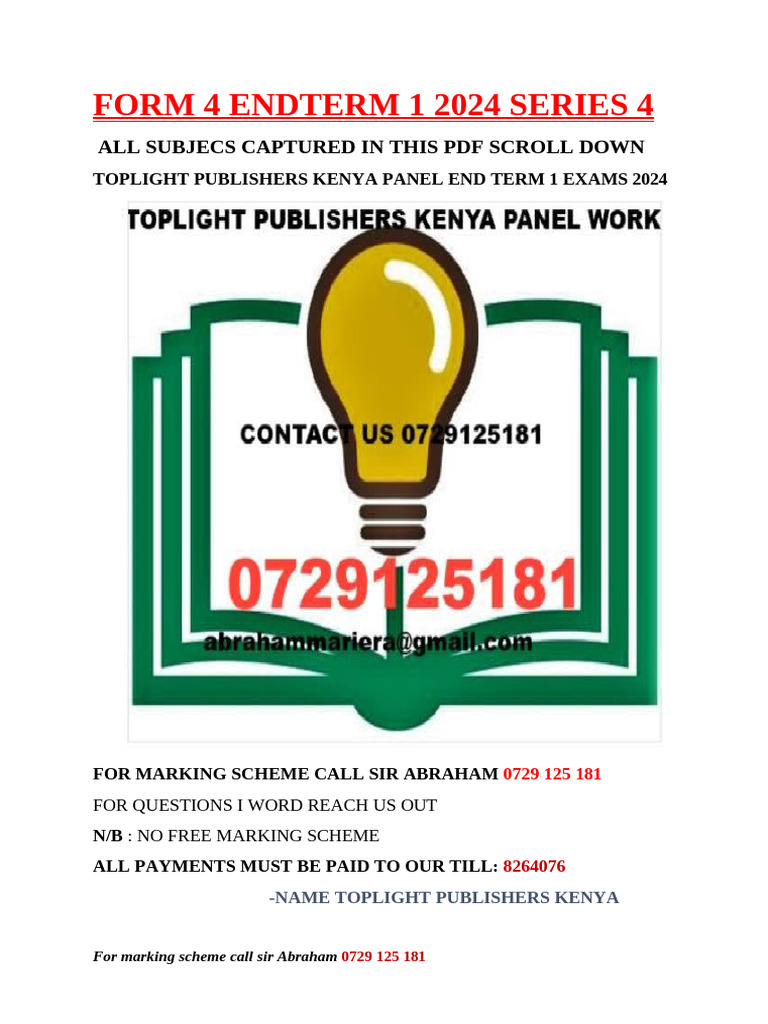 Form 4 Endterm 1 2024 Series 4 | PDF | Cellular Respiration | Biology