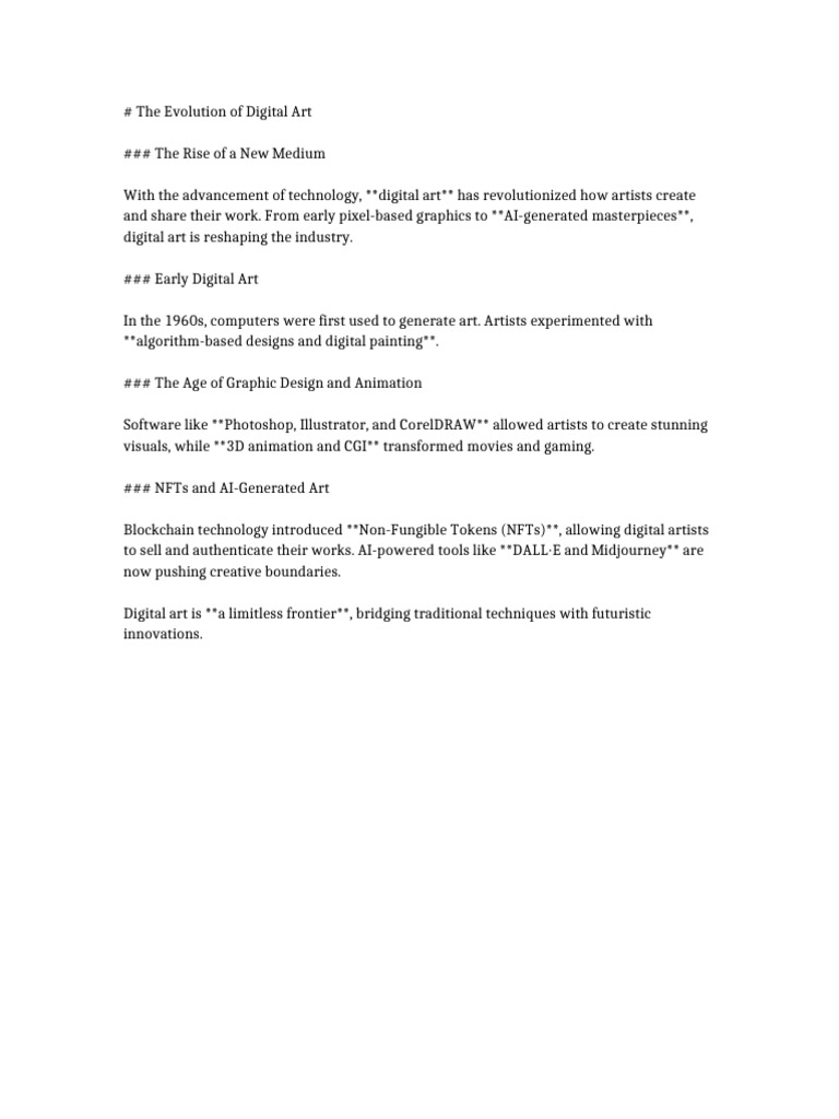 Digital Art's Dynamic Evolution | PDF