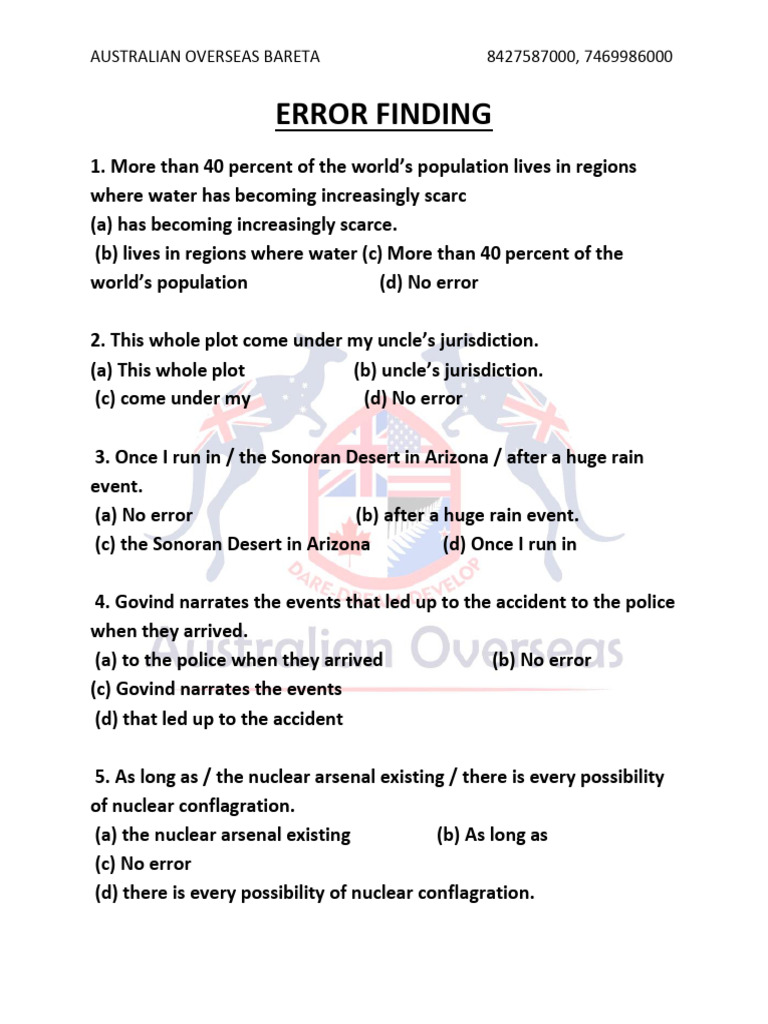 Australian Grammar Error Identification | PDF