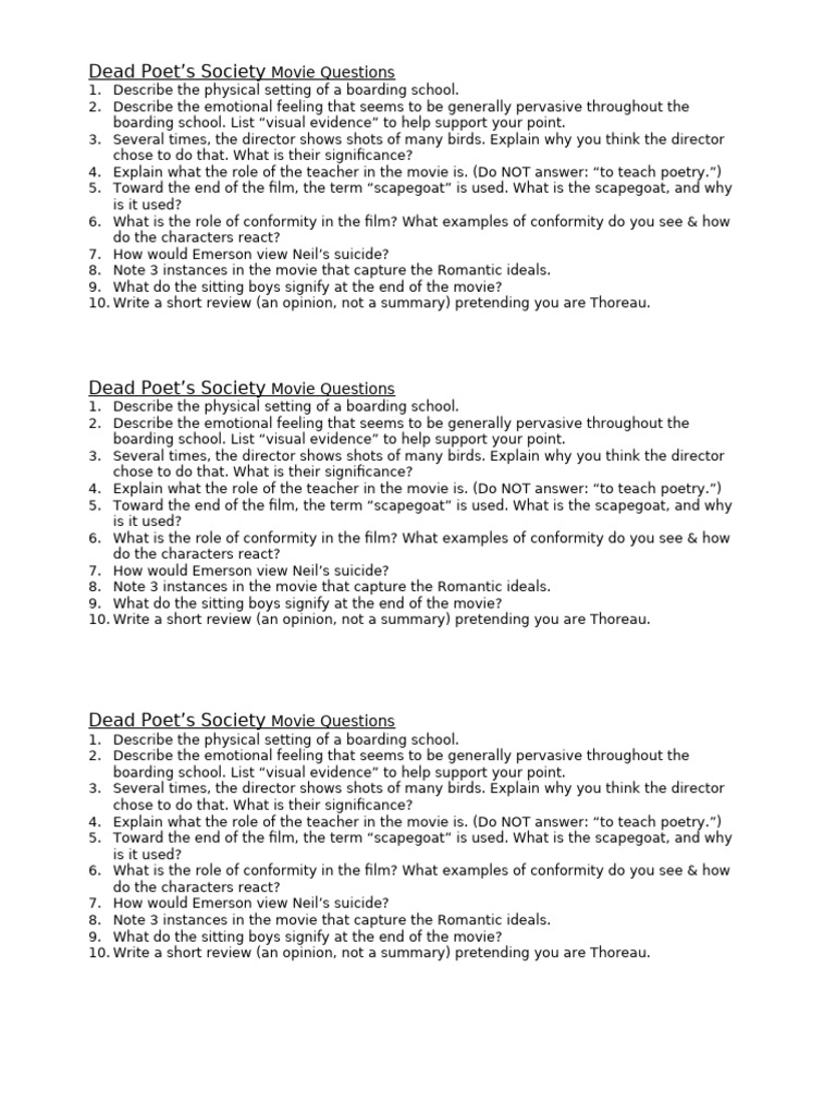 Dead Poets Society Movie Notes1 | PDF