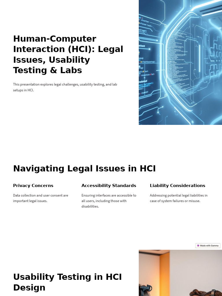 Human Computer Interaction HCI Legal Issues Usability Testing and Labs ...